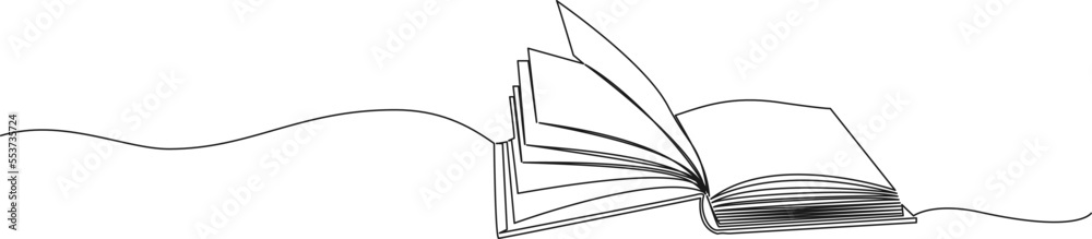 continuous single line drawing of open book, line art vector ...