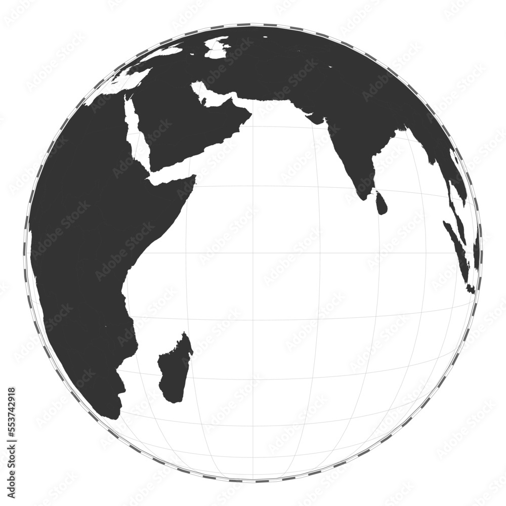 Vector world map. Satellite (tilted perspective) projection. Plan world ...
