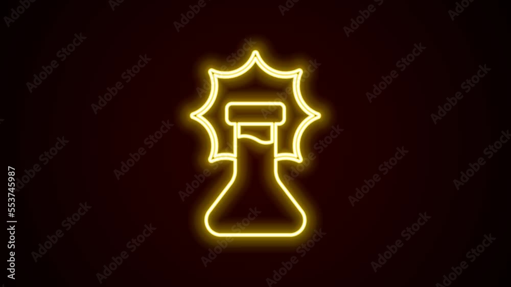 Glowing neon line Chemical experiment, explosion in the flask icon ...
