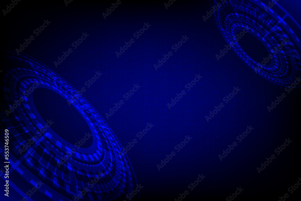 Technology and science abstract. Blue hi-tech circles, cyberspace, and ...