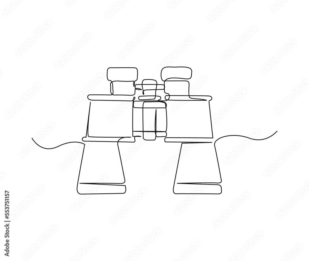 Continuous one line drawing of Binocular. Binocular single line art ...