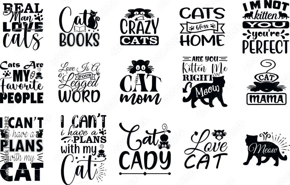 Cat Quotes SVG Bundle pack 1 Stock Vector | Adobe Stock