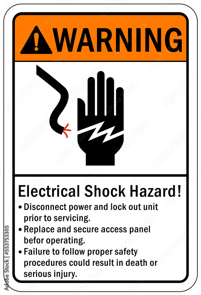 Electrical hazard warning sign and labels electrical shock hazard Stock ...