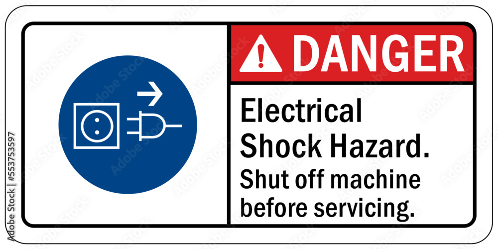 Vetor de Electrical hazard warning sign and labels electrical shock ...