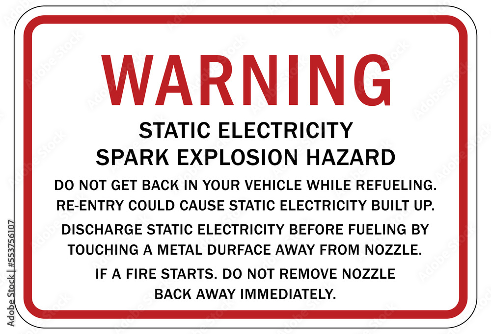 Electrical utility sign and labels static electricity warning spark ...