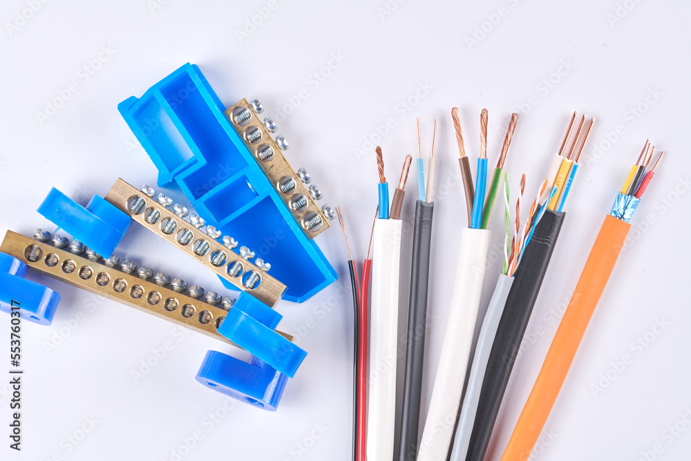 Cable lug for connecting electric wires, Terminal block isolated on ...