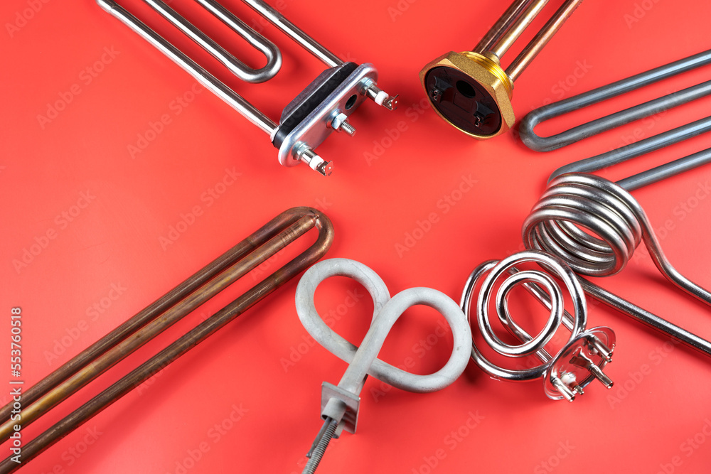 Set of different types Tubular electric Heating elements made of steel ...