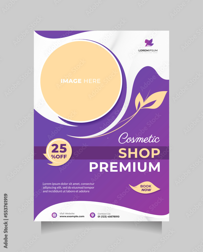 Beauty cosmetic center template flyer and brochure with a4 size ...