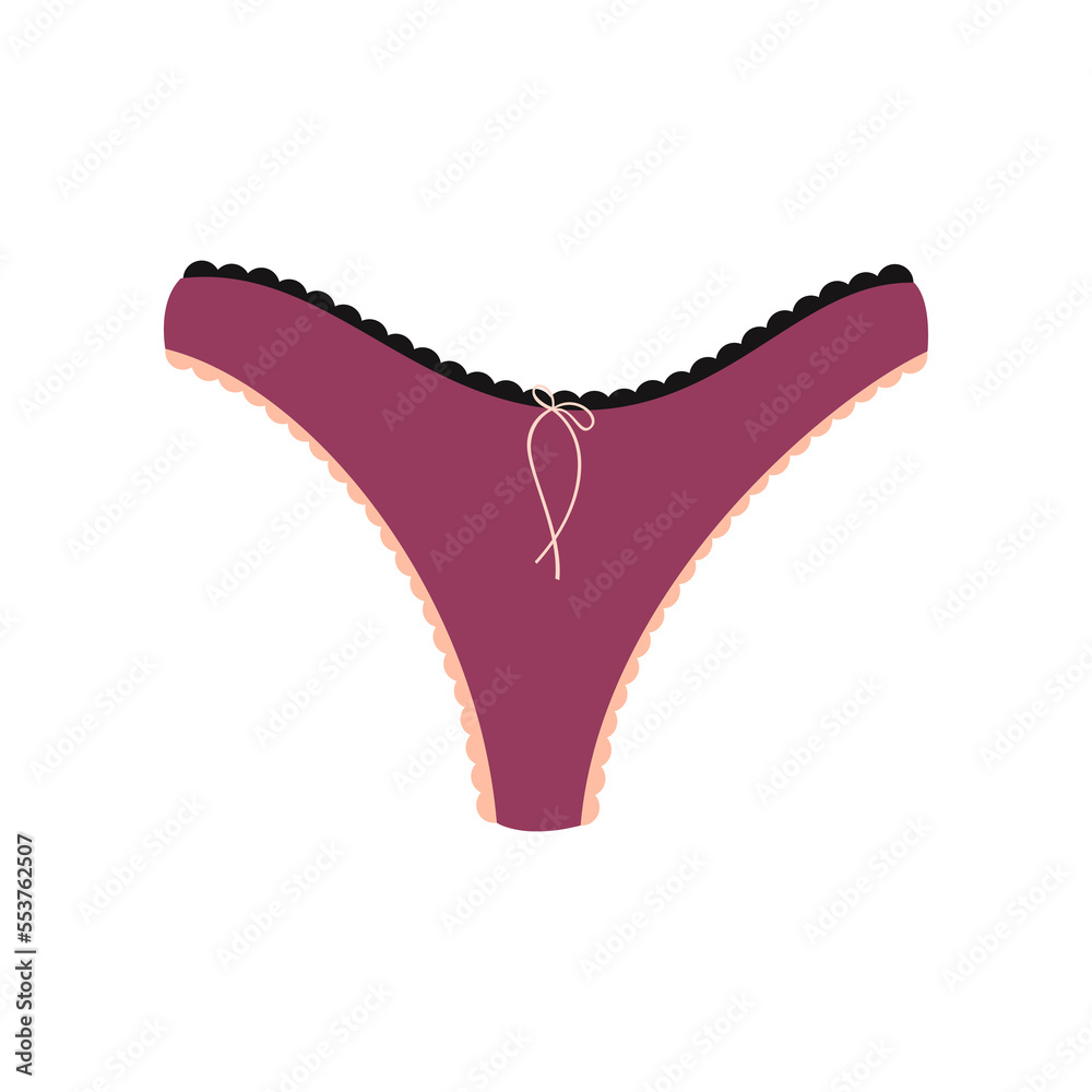 Purple women panties cartoon illustration. Cartoon drawing of female cotton or silk underwear ...