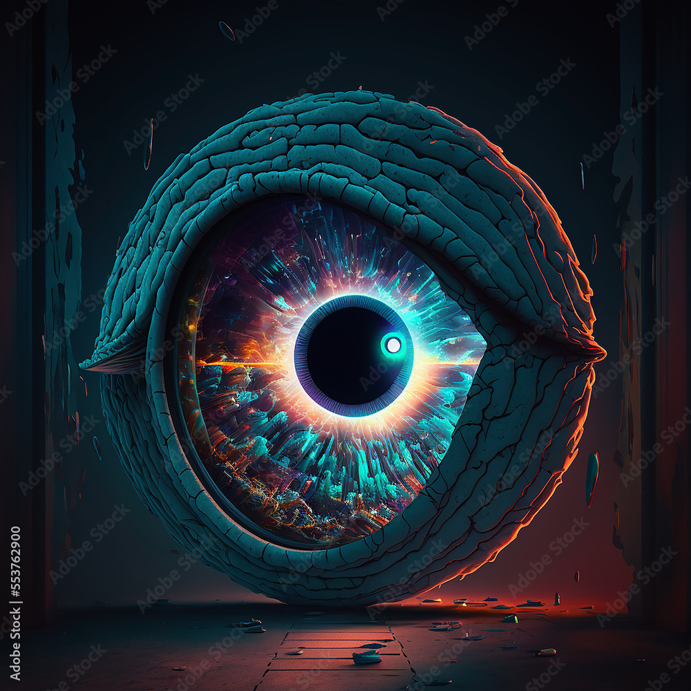 Ai generated neon all seeing eye. Created using ai generative. Stock ...