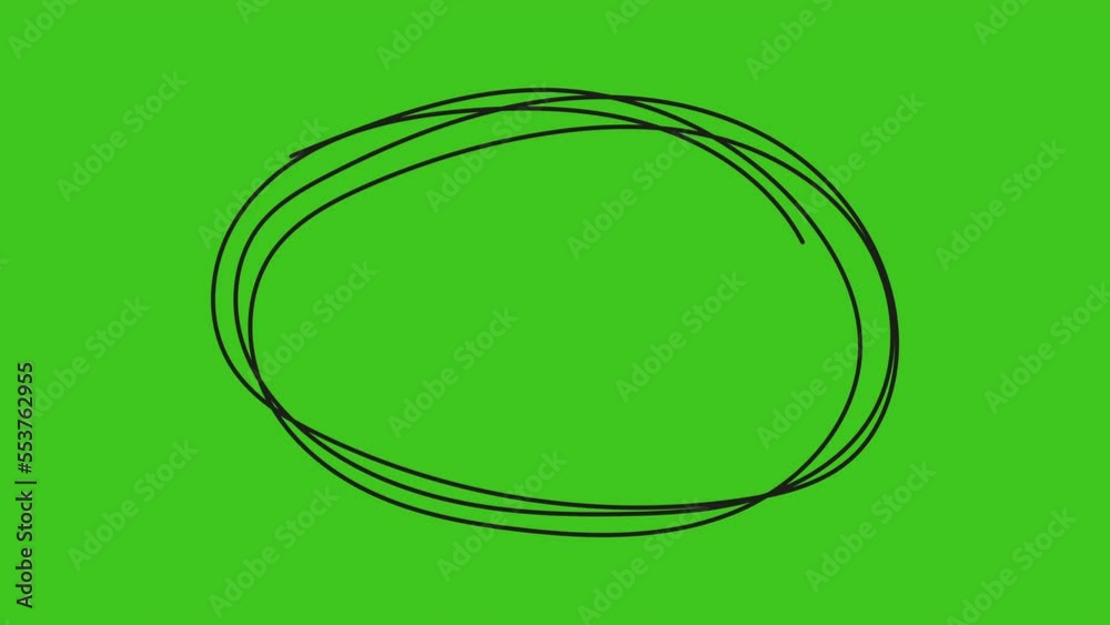 Animation of a sketch of a hand-drawn ellipse.Animation on green screen ...