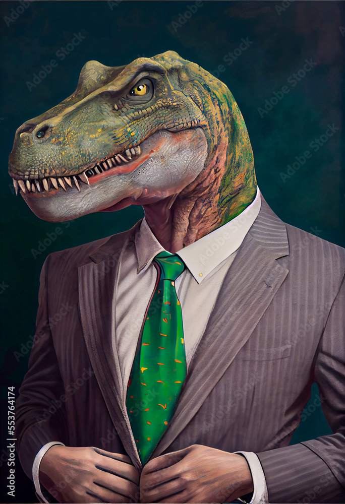 Generative AI abstract render of a T-Rex as a businessman Stock ...