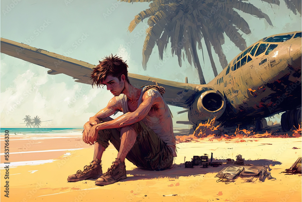 Plane Crash On Deserted Island