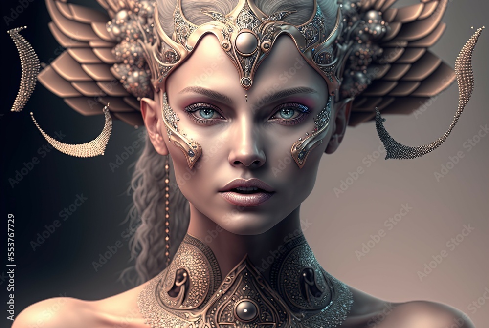 Technology Goddess. Generative AI, non-existent person. Stock Illustration | Adobe Stock