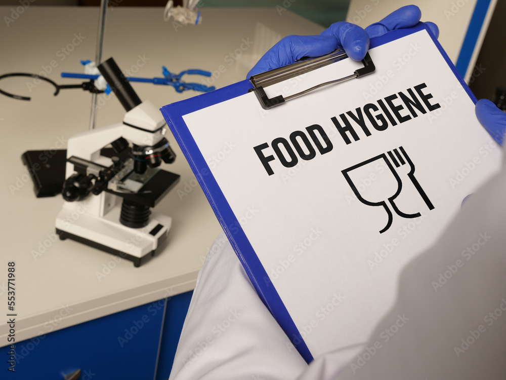 Food Hygiene is shown using the text Stock Photo | Adobe Stock