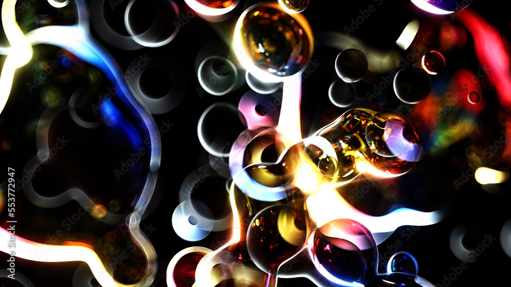 3d render of abstract art of surreal object based on soap bubbles ...