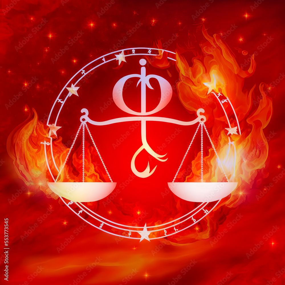 Circle of fire and red flames representing the astrological sign of ...