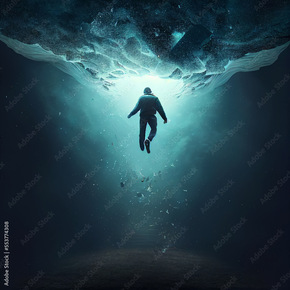 Person Falling Underwater