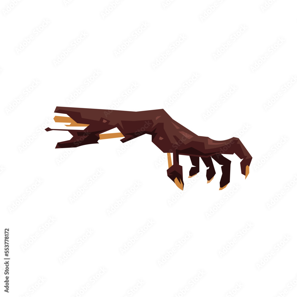 Creepy brown zombie hand vector illustration. Horror, walking dead ...