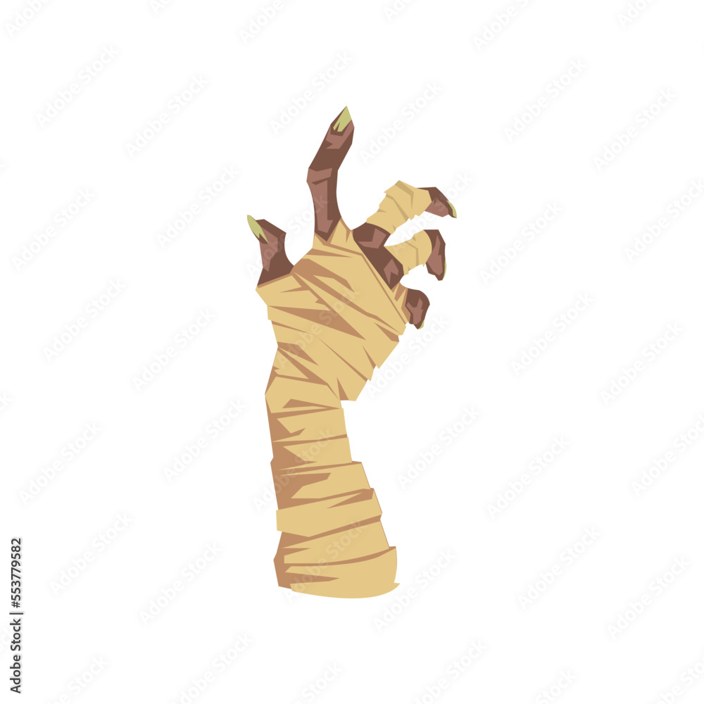 Creepy zombie or mummy hand vector illustration. Horror, walking dead ...