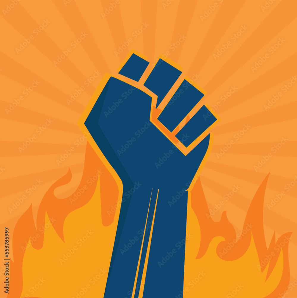 Fist male hand, symbol of the Demonstration, revolution. Sign of anger ...