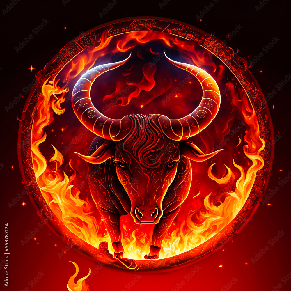 Symbol of Taurus, this red and fire circle offers a choreographic ...