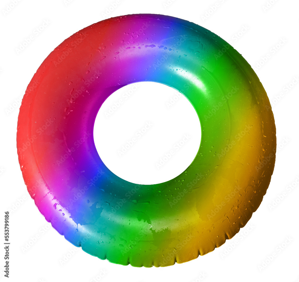 Rainbow color inflatable wet swimming tube with transparent background ...
