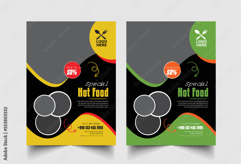 Food Flyer Design Template and restaurant menu, food ordering, junk ...