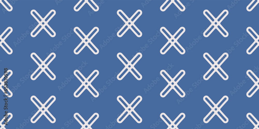 Blue background and white crosses arranged like a polka dot. Vector for ...