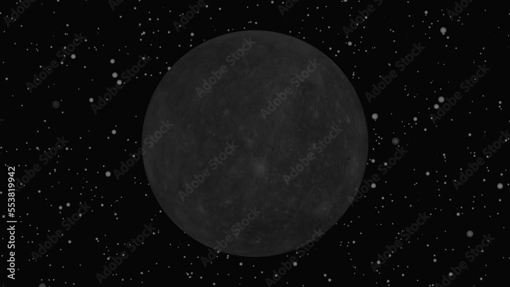 Animation of Mercury planet seen from galaxy in space, the globe ...