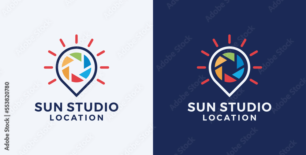 Sun Studio location logo design inspiration Stock Vector | Adobe Stock