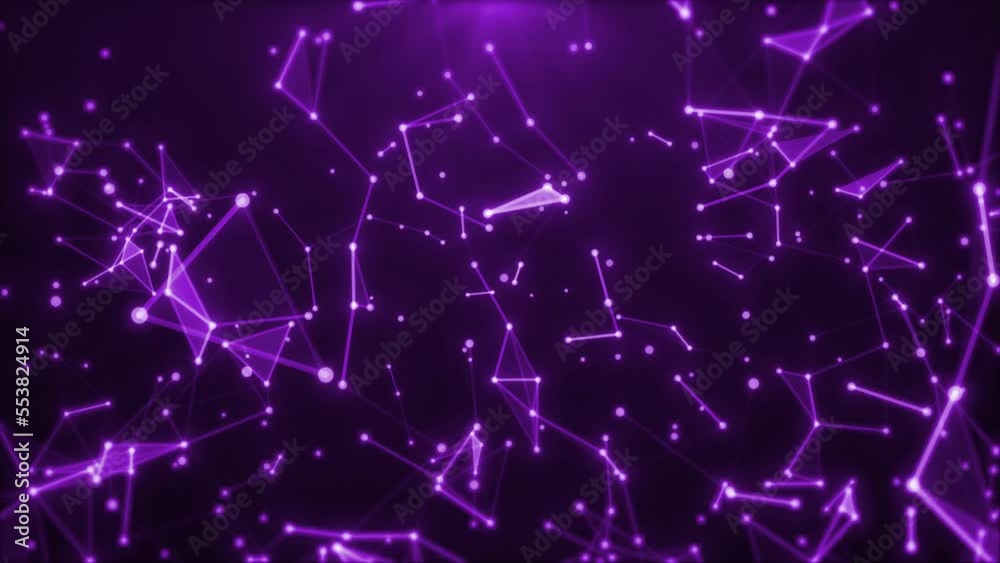 Digital Plexus Network Connection Loop Animation Background, Purple Glowing Futuristic High ...