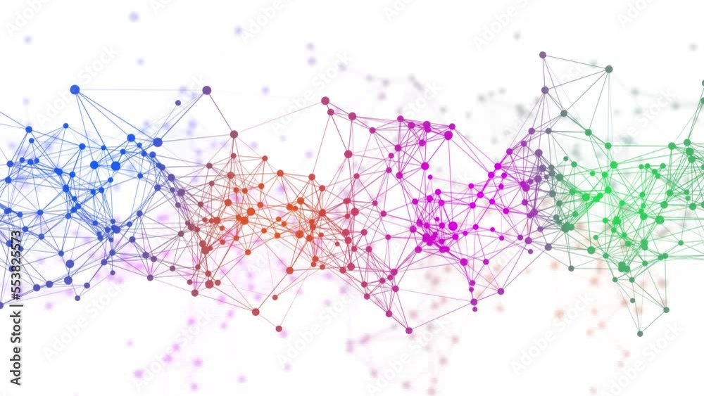 Futuristic High Technology Plexus Connection Network Over White Background Digital Colorful