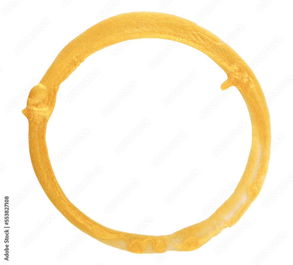 Gold (bronze) glittering color smear brushstroke stain blot ring on Png ...