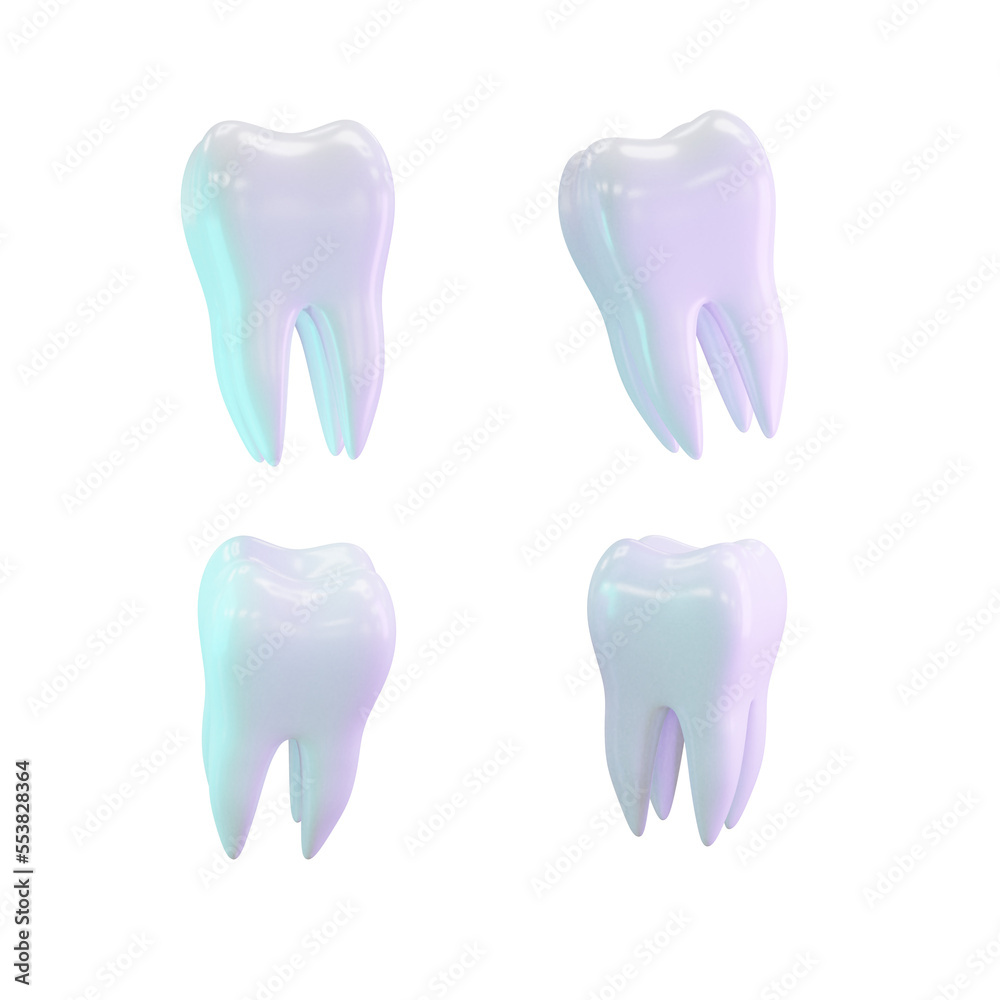Set of 3d tooth isolated on transparent background. Render. 3d render ...
