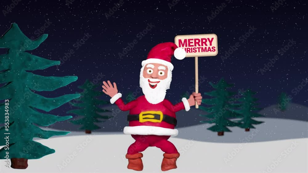 Seamless looping animation of a plasticine happy jumping Santa Claus ...