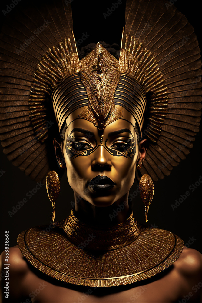 Goddess Hero Female Warier with a golden Mask and Golden Wings Goddess ...