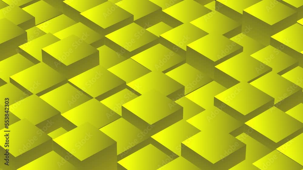3D Background Animation Of Yellow Cubes Going Up And Down. Seamlessly ...