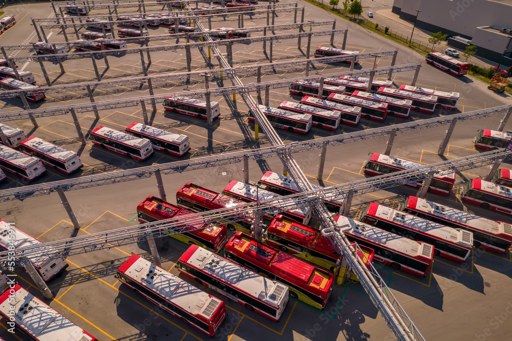 Toronto, Ontario, Canada – September 9, 2022: The park of new TTC BUSES ...