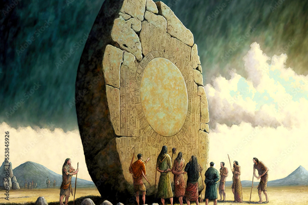 ancient rock art gallery with cave painting Stock Illustration | Adobe ...