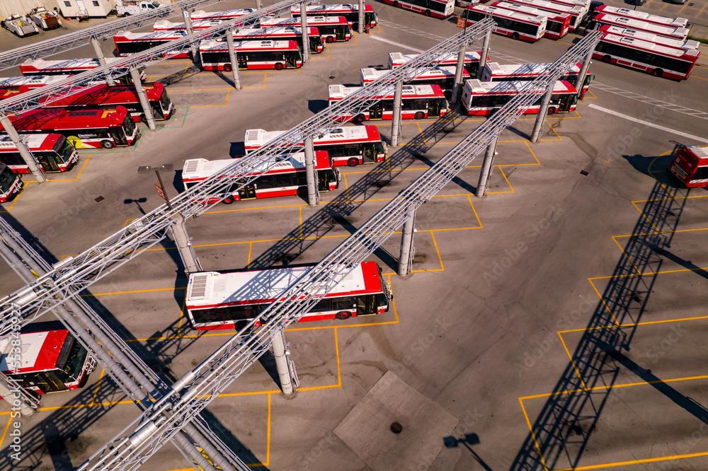 Toronto, Ontario, Canada – September 9, 2022: The park of new TTC BUSES ...