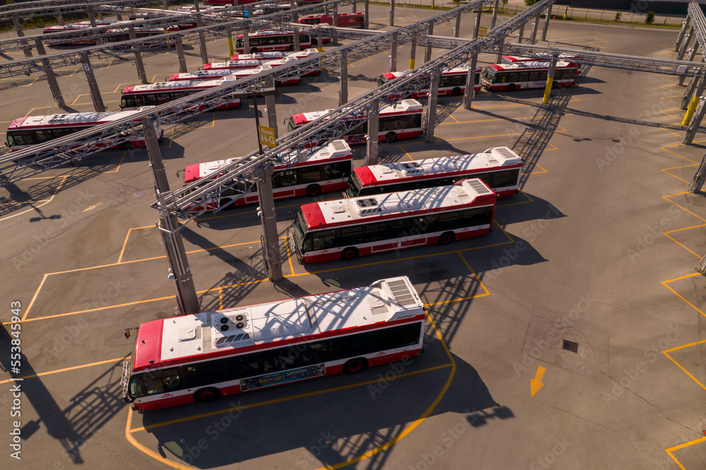 Toronto, Ontario, Canada – September 9, 2022: The park of new TTC BUSES ...