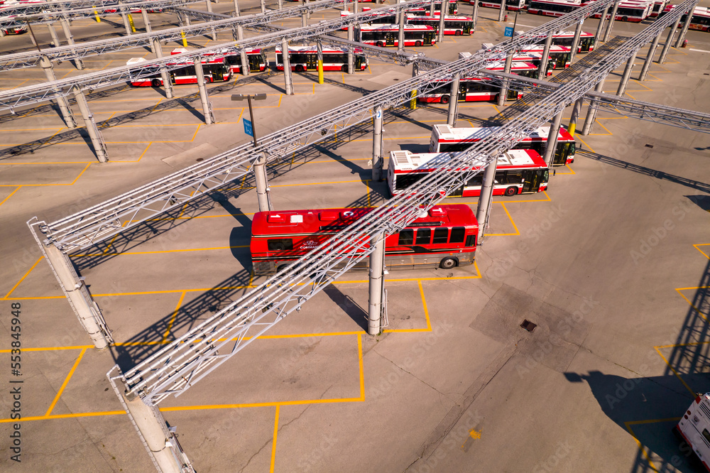Toronto, Ontario, Canada – September 9, 2022: The park of new TTC BUSES ...