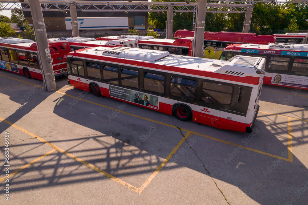 Toronto, Ontario, Canada – September 9, 2022: Parking, bus bay or bus ...