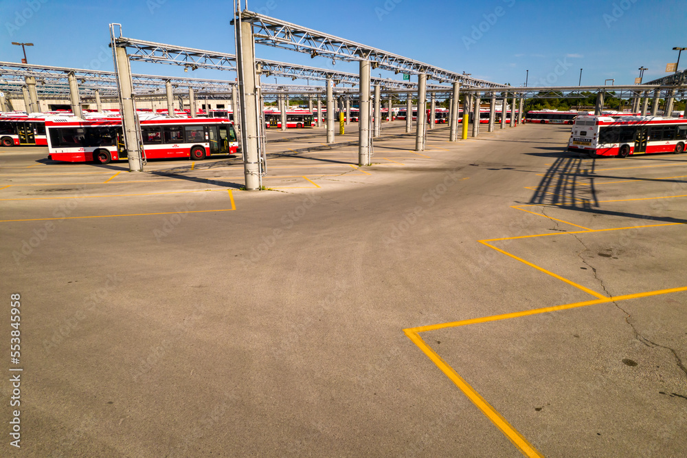 Toronto, Ontario, Canada – September 9, 2022: The park of new TTC BUSES ...