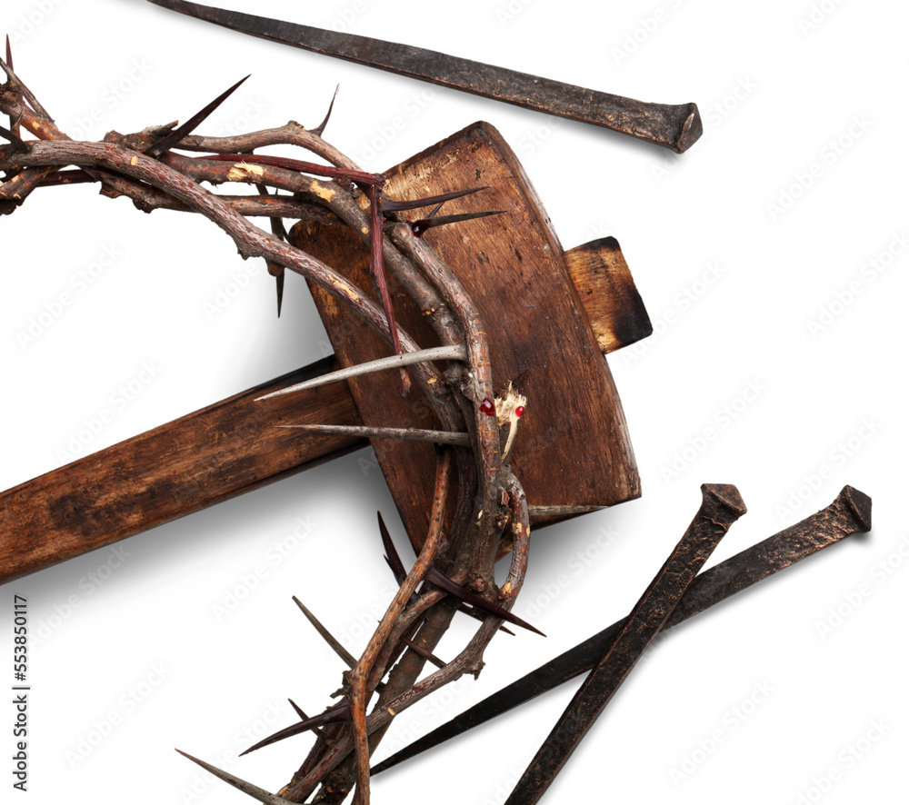 Crucifixion Of Jesus Christ, Bloody Nails And Crown Of Thorns Stock ...