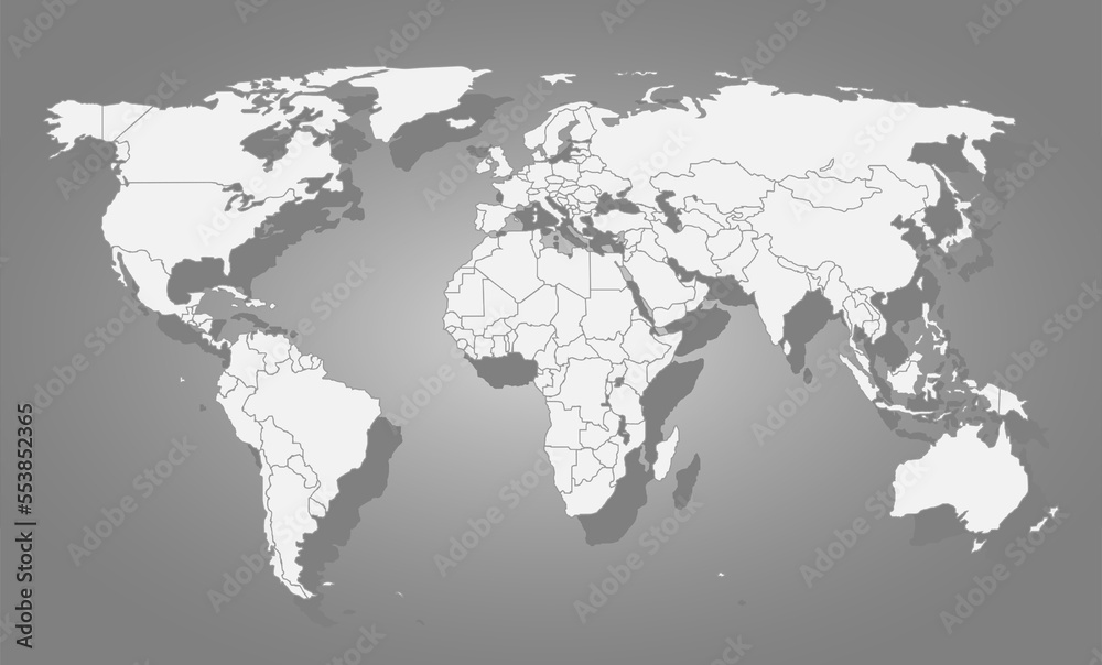 Political map of the world. Gray world map-countries. Vector Stock ...