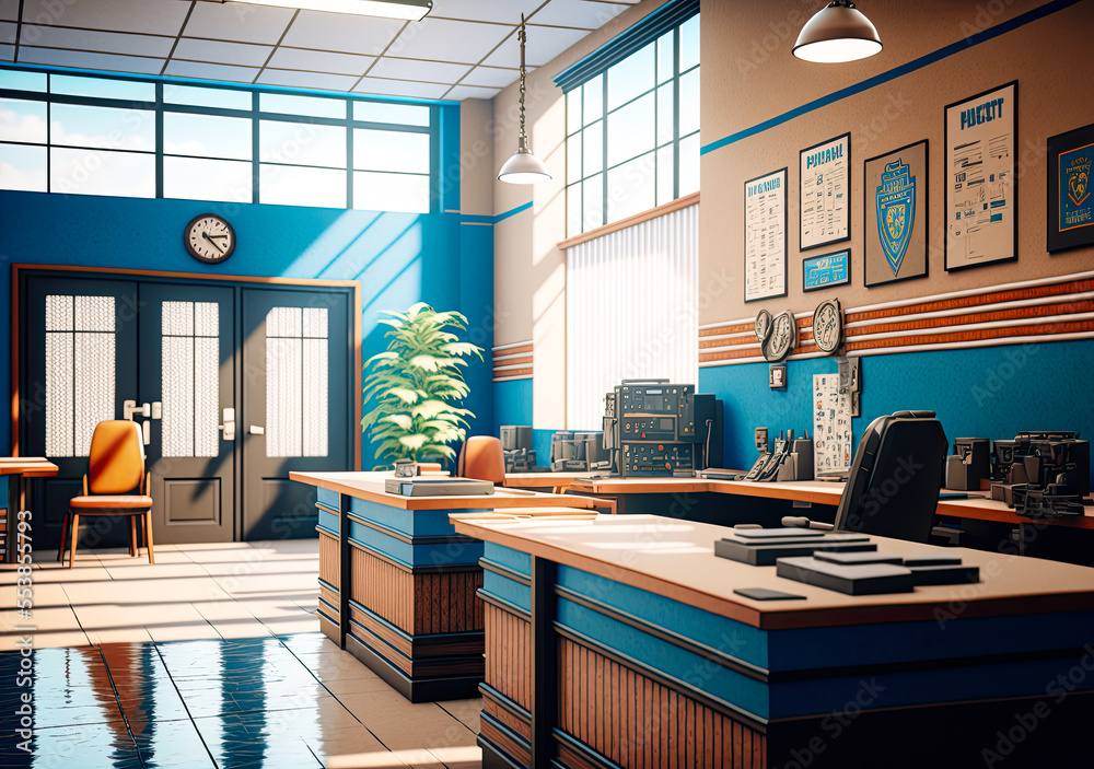 Modern police station, architectural concept. Generative AI Stock ...