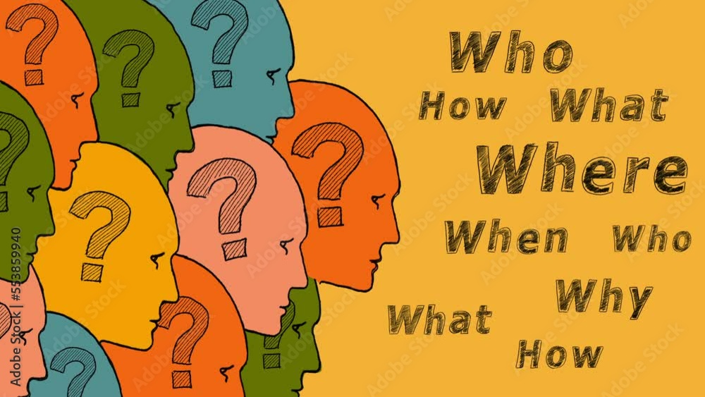 Stockvideo Human faces with question marks inside. Six most common ...