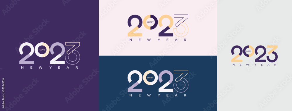 2023 new year with geometric objects design style. Concept of 2023 new ...
